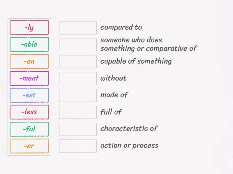 Suffixes - Match up
