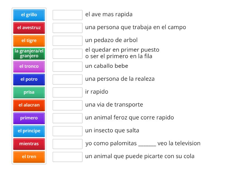 Palabras con pr, tr y gr - Une las parejas