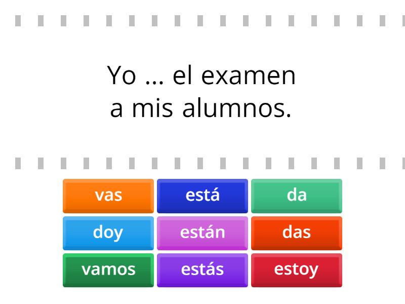 Práctica de Ir, Dar, Estar - Find the match