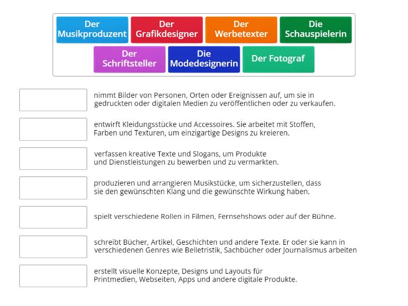 B1, kreative Berufe - Match up