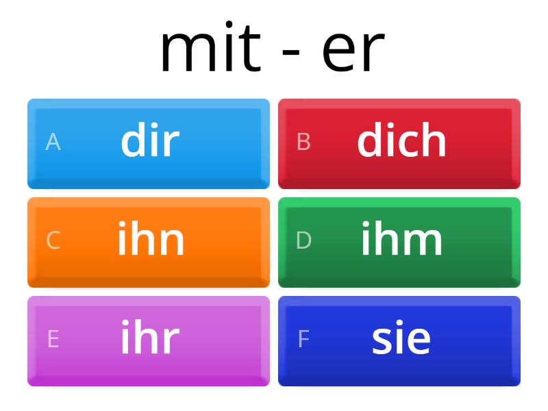 Präpositionen Akk. / Dativ, Personalpronomen - Quiz