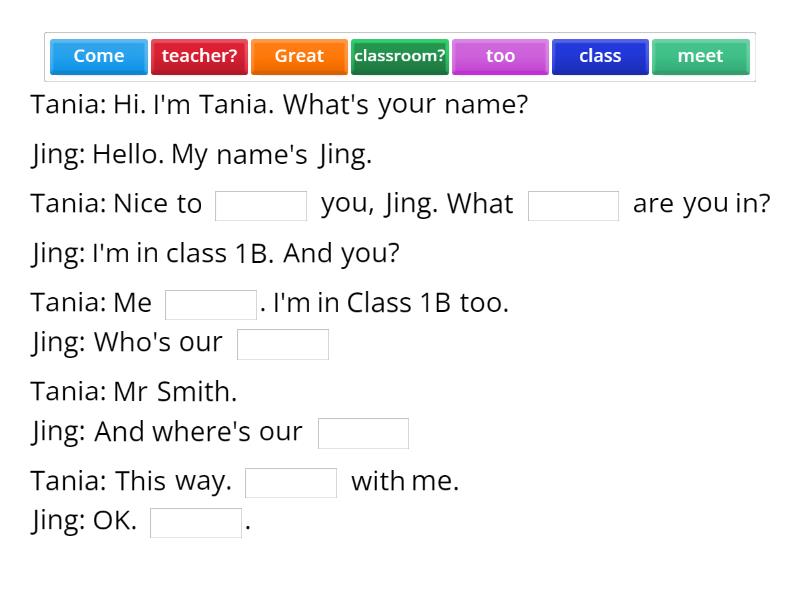 First day at school - Missing word
