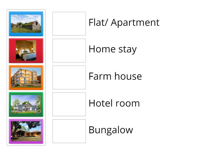 Name the places of stay - Match up