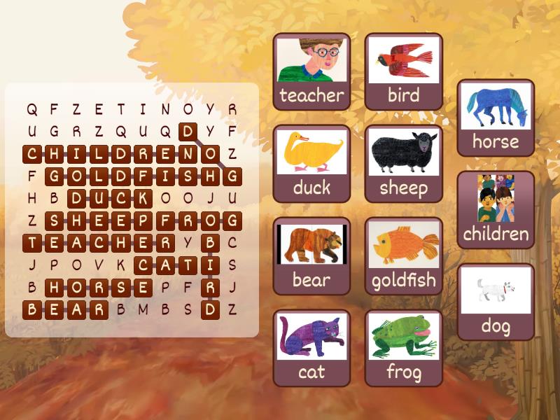 Word search - Brown Bear, Brown Bear, What Do You See? - part 1 - MEIE ...