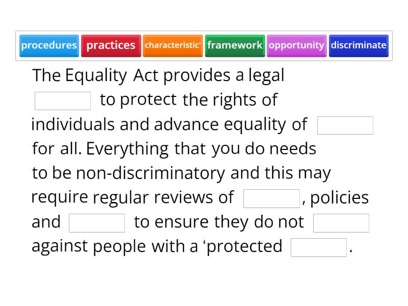 Equality - Complete the sentence