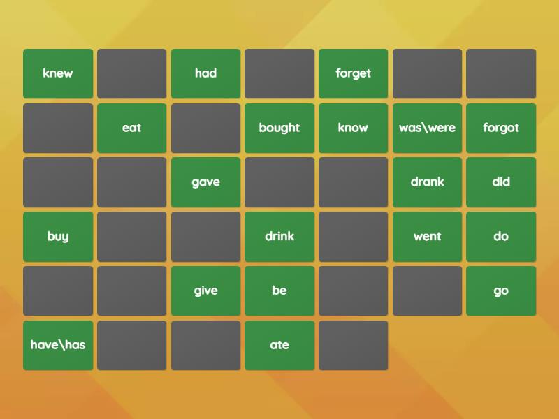 20 irregular v2 verbs - Matching pairs