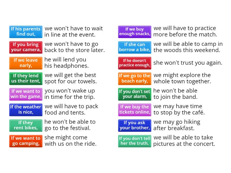 First conditional - Une las parejas