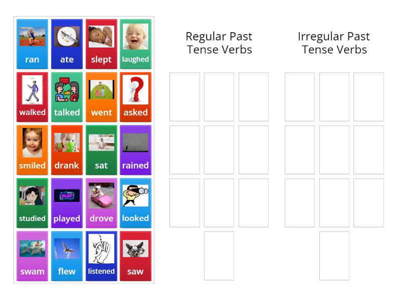 Regular and Irregular Past Tense Verbs - Group sort