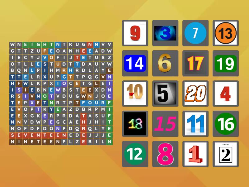 Numbers 1-20 - Wordsearch