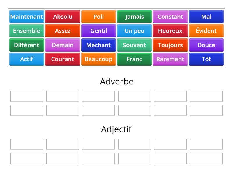 Adverbes ou Adjectifs - Group sort