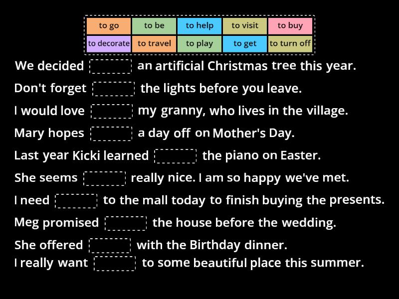 Practice on Infinitives (with 'to') - Complete the sentence