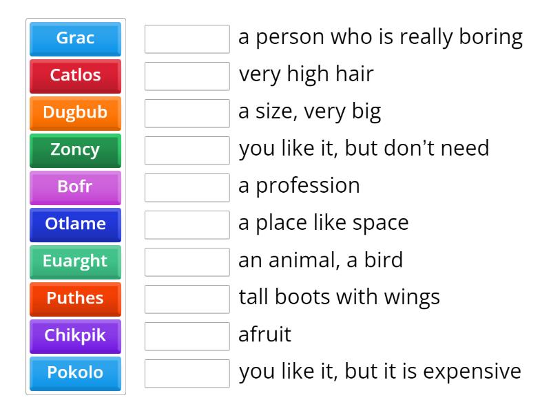 Non existing words - Match up