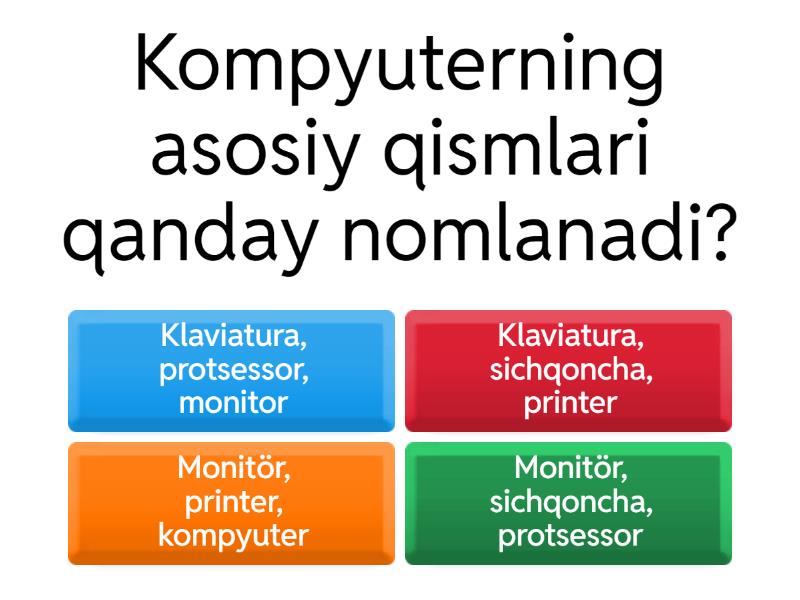 Informatika 7-sinf - Cuestionario