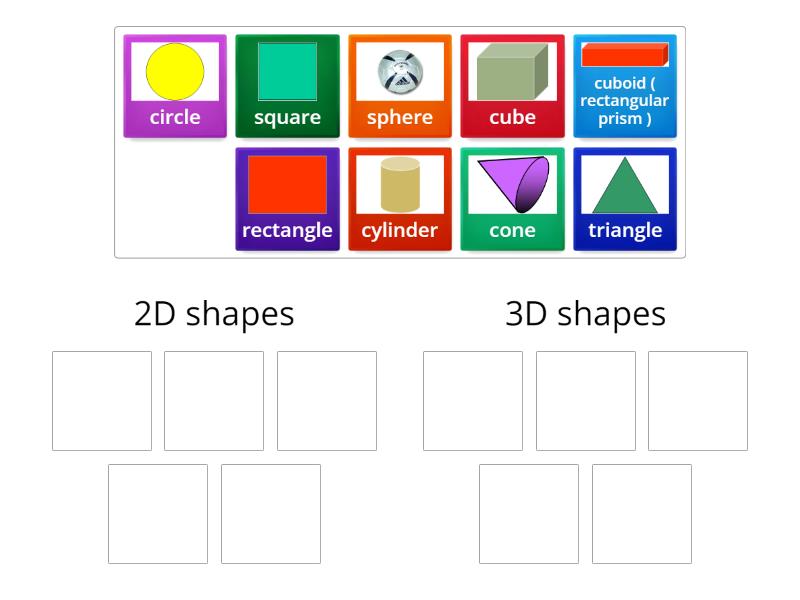 2D shapes and 3D shapes - Classificação em grupos