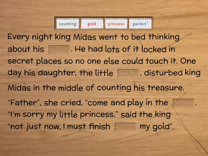 P4 Reading King Midas - Complete the sentence