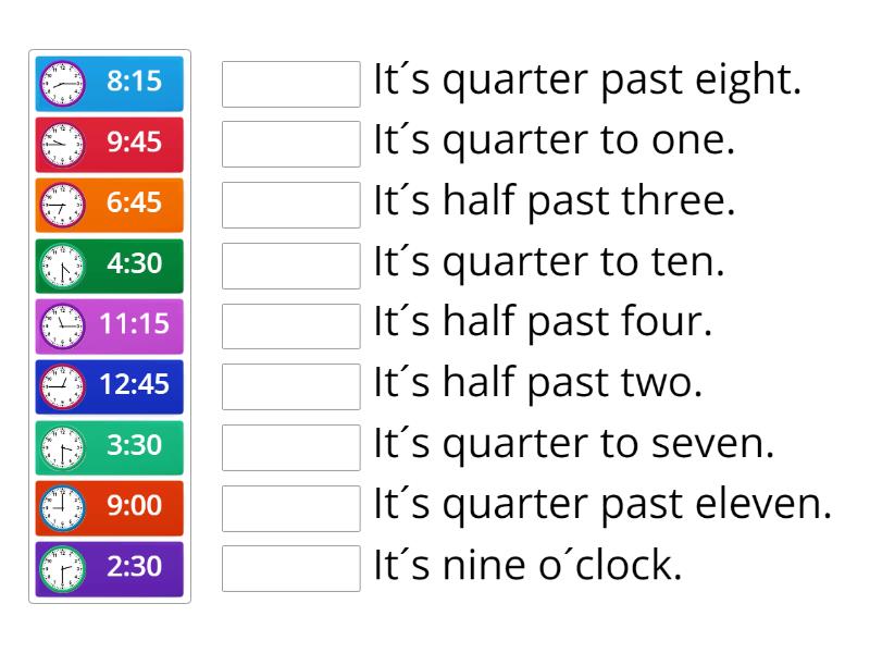 Time - quarter, past - Match up