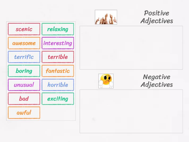 Positive and negative adjectives - Group sort