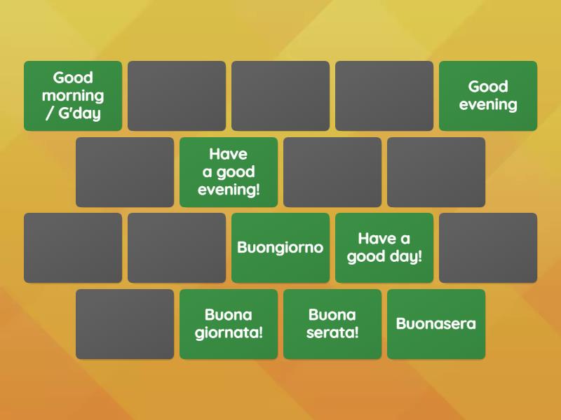 I saluti / Greetings - Matching pairs