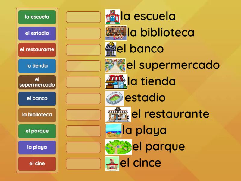 Mi pueblo vocabulary D1 words - Match up