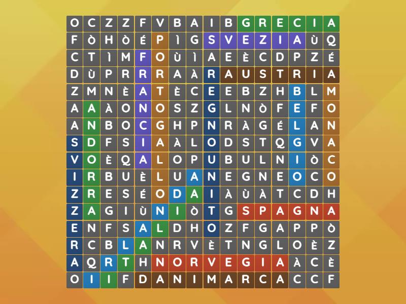 geografia (NAZIONI EUROPEE) - Wordsearch