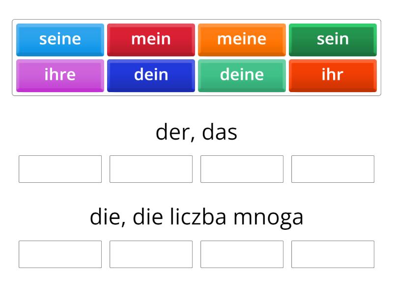 mein, dein, sein, ihr - Group sort