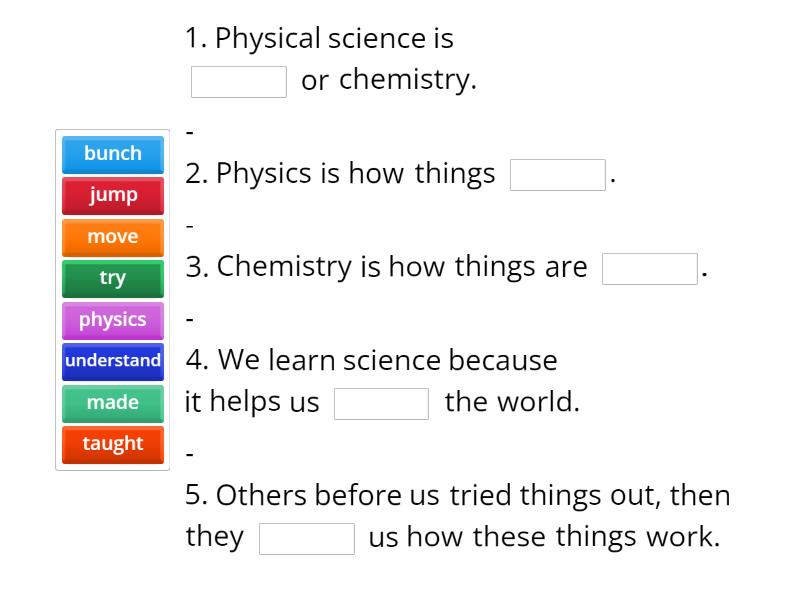 Suri's Physical Science 1a - Complete the sentence