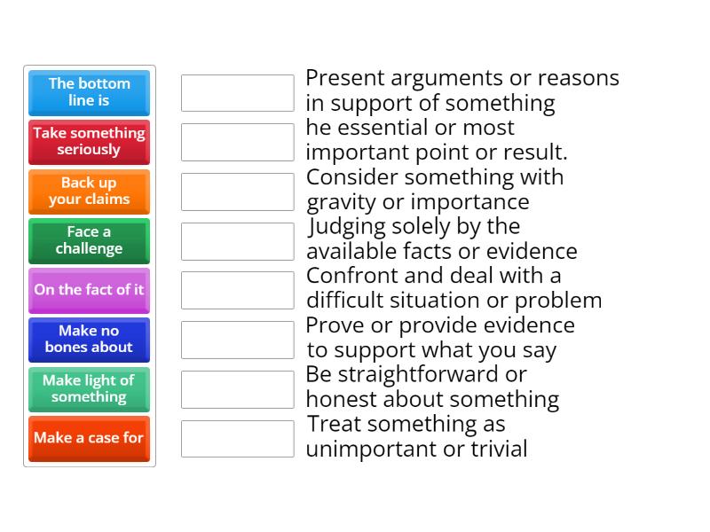 Developing an argument - Match up