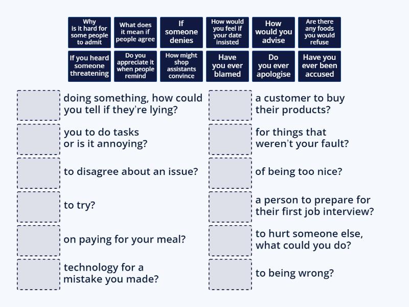 6C Questions - Match up
