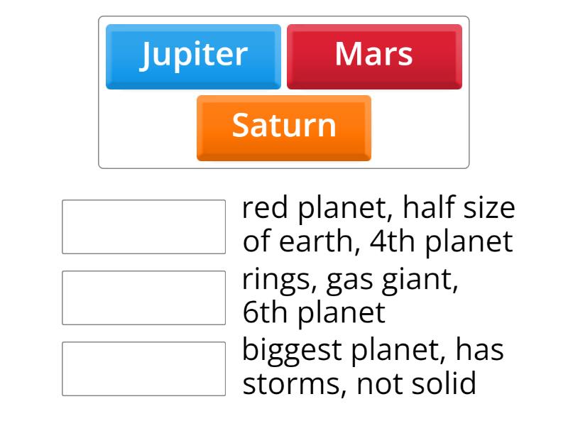 Planets 5th grade - Match up