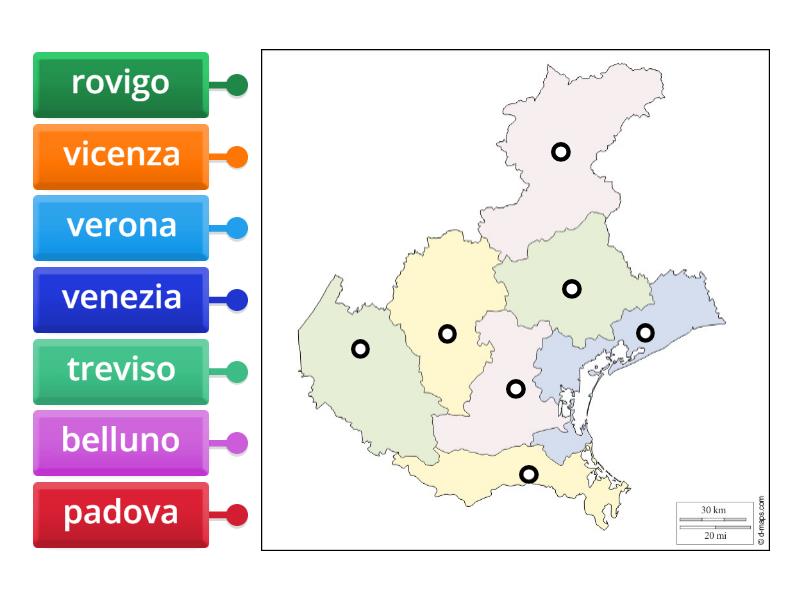 LE REGIONI DEL VENETO - Labelled diagram