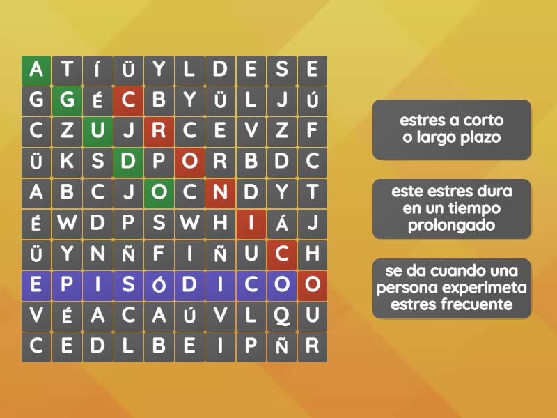 Los tipos de estres - Sopa de letras