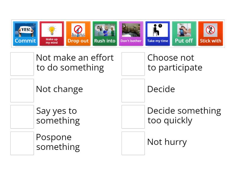 Vocabulary making decisions - Une las parejas
