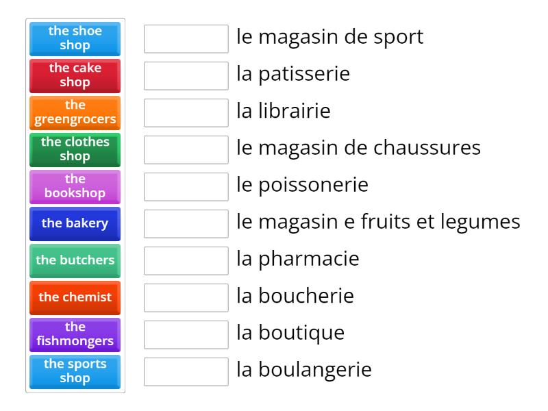 Les magasins - Match up