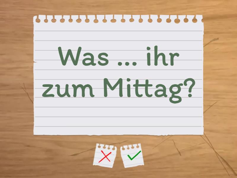 Finden Sie das richtige Verb - sprechen, lesen, fahren, essen, nehmen ...