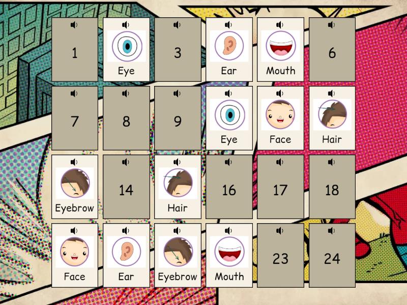 Parts of the Face - Matching pairs