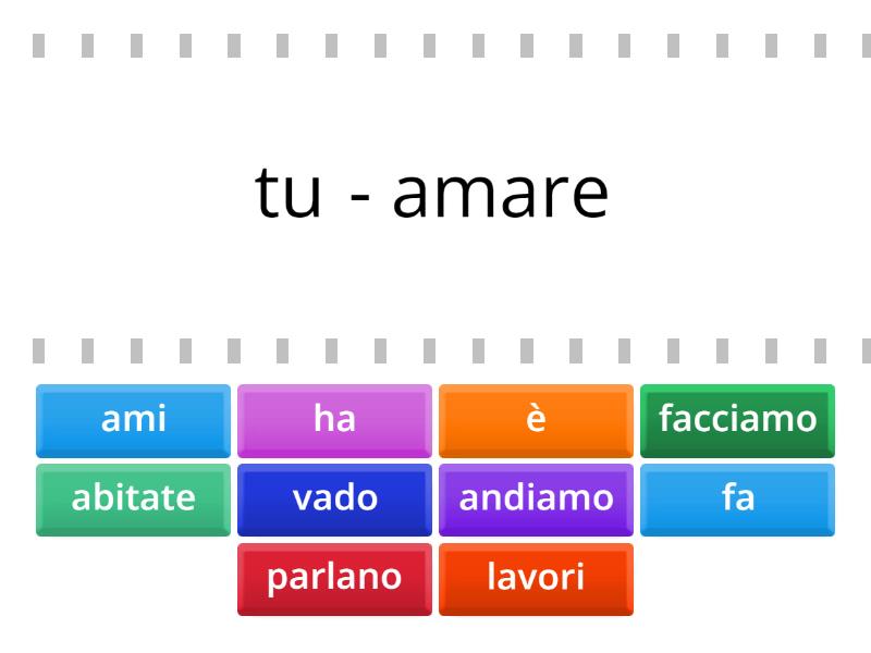 Coniugazione verbi regolari e irregolari in -are - Find the match