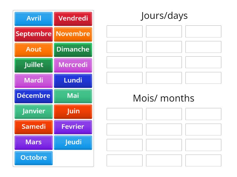 Les jours et les mois - Group sort