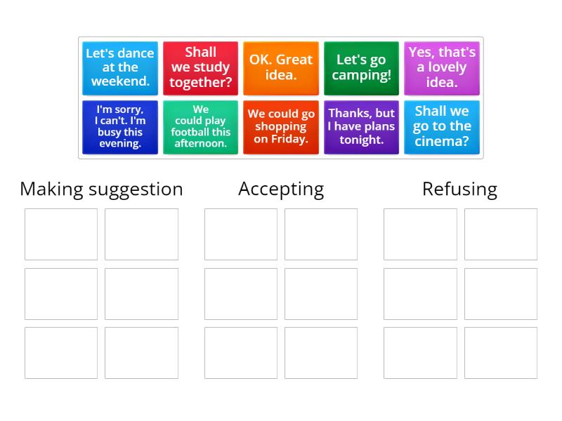 B3 - Making and responding to suggestions - Group sort