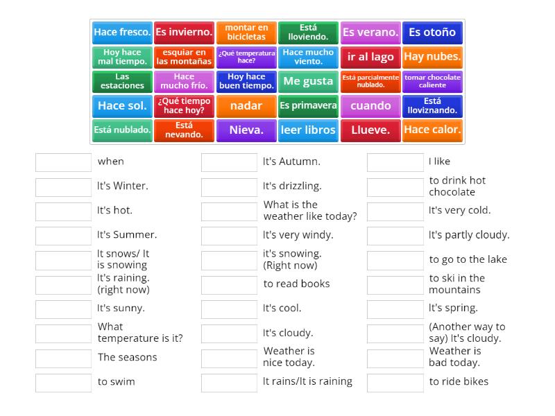 L18 Weather, Seasons & Activities - Match up