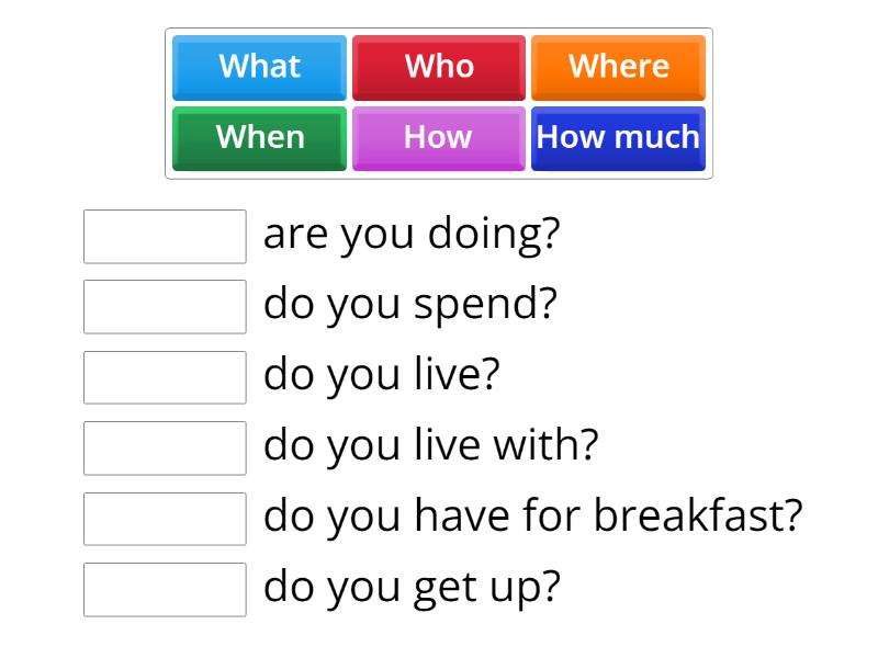 Question words A1 - Match up