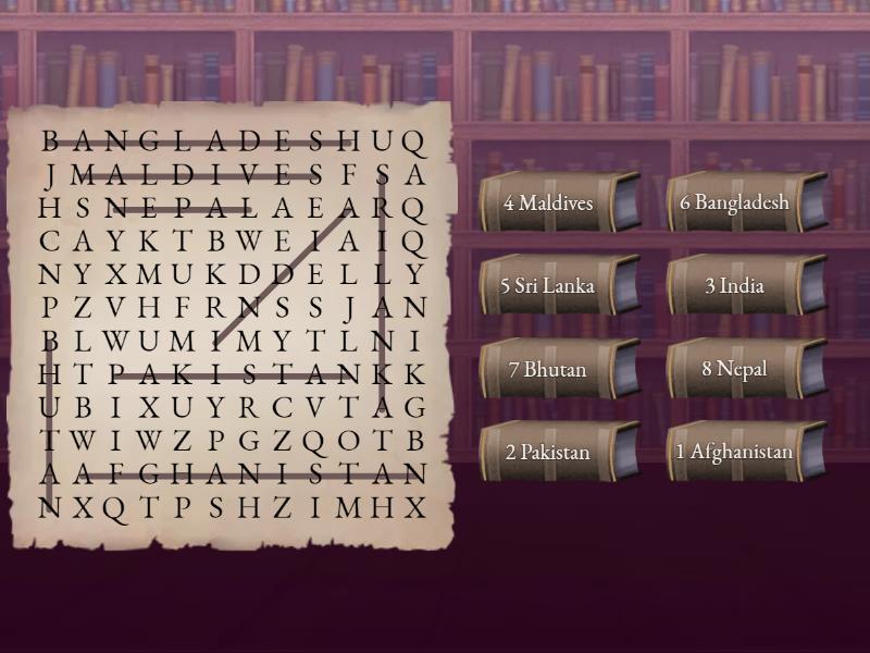 Pagsasanay para sa Timog Asya - Wordsearch