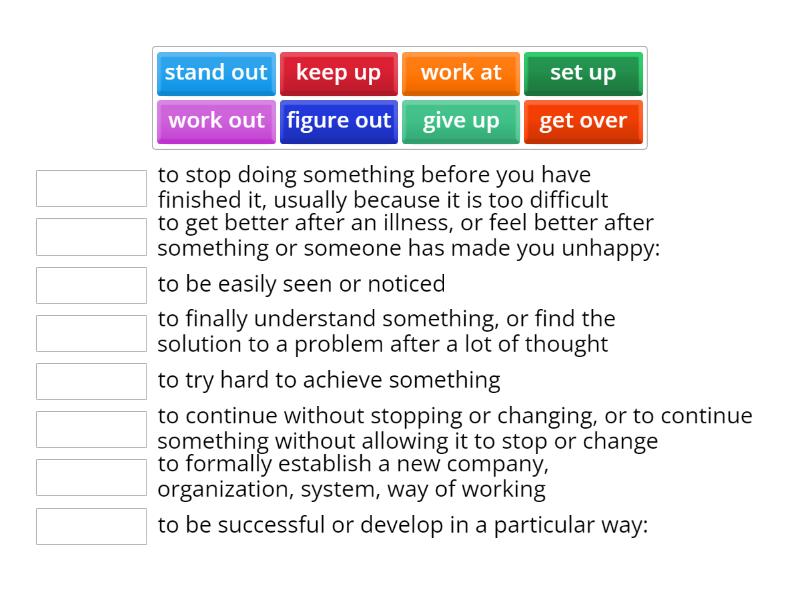 Phrasal Verbs - Evolve 3 - U11.1 - Match up