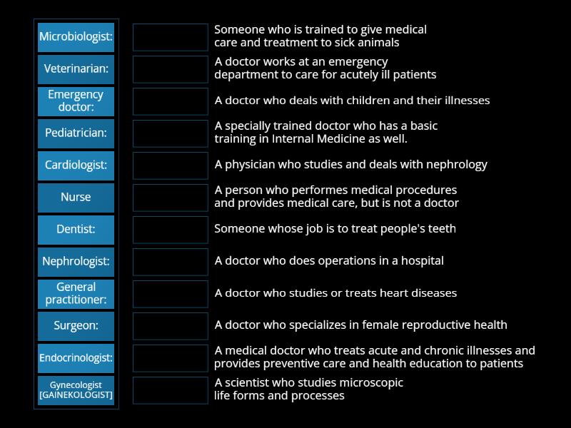 kinds of doctors - Match up