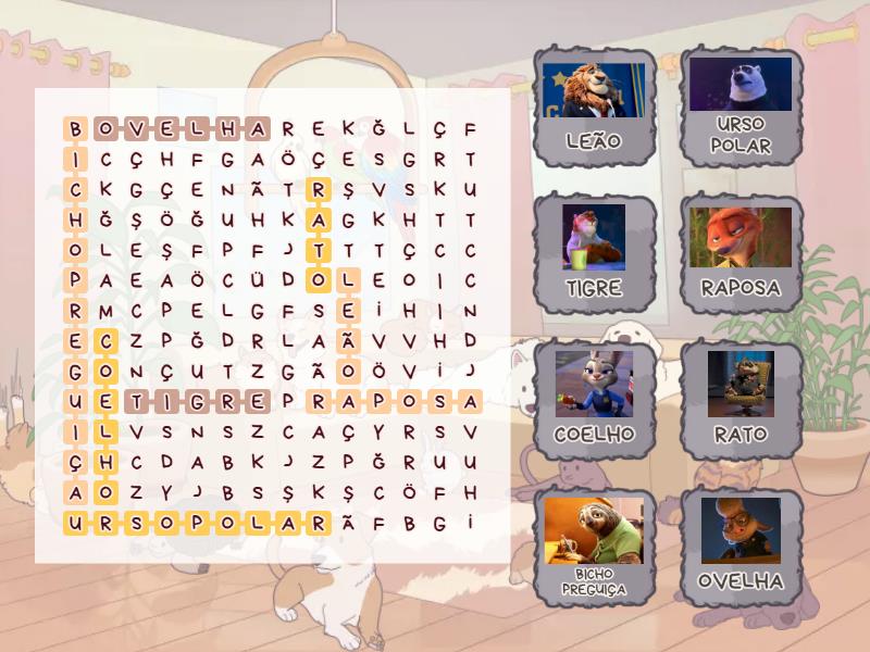 ZOOTOPIA ANIMAIS - Wordsearch