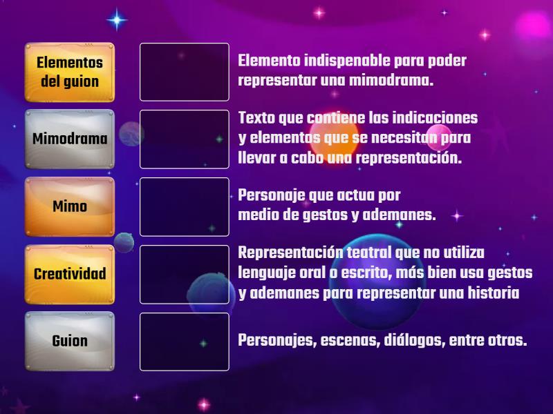 ELEMENTOS DEL MIMODRAMA - Match up