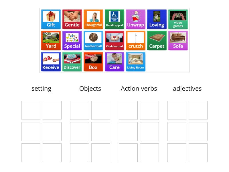 Video story supporting vocabulary - Group sort