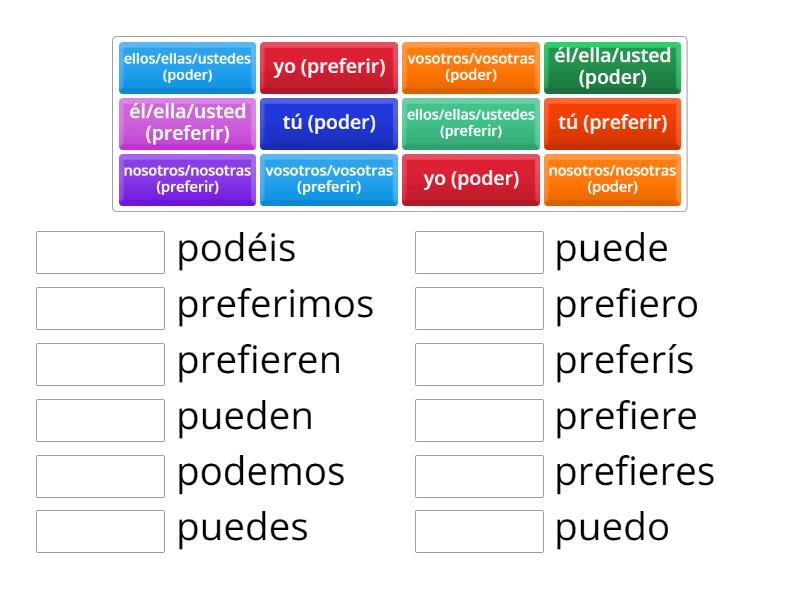 verbos preferir poder presente conjugacion - Match up