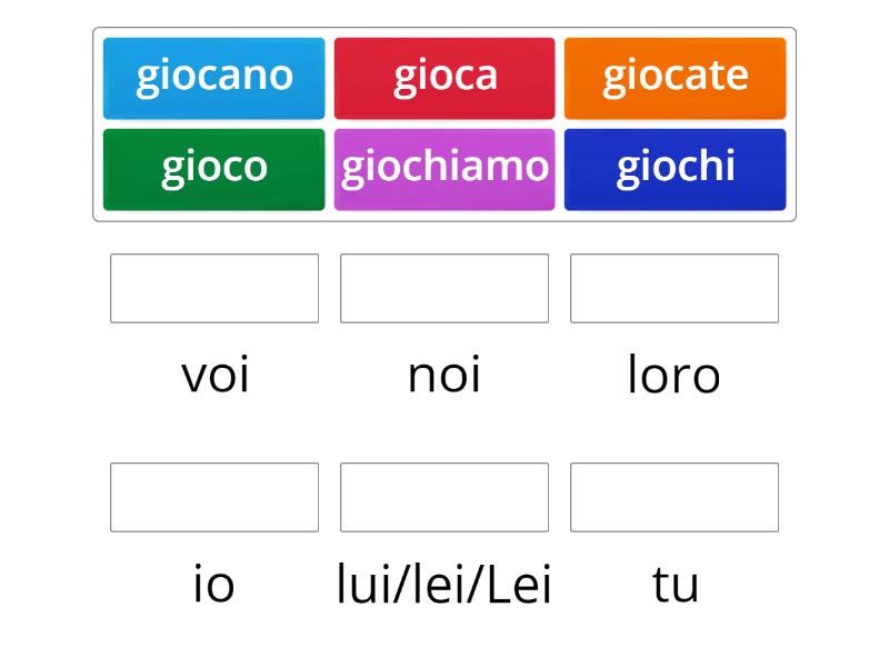 Verbo Giocare Presente Indicativo - Une las parejas