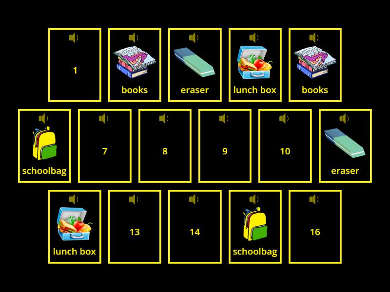 School objects - Matching pairs