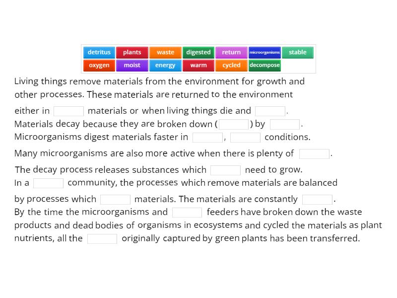Decomposition - Complete the sentence